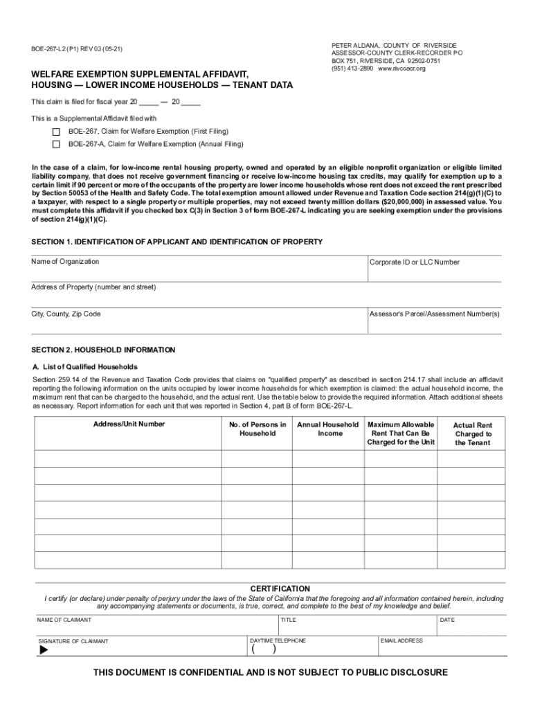 Fillable Online Riverside County: BOE-267 - Cal Assessor e-Forms Fax ...