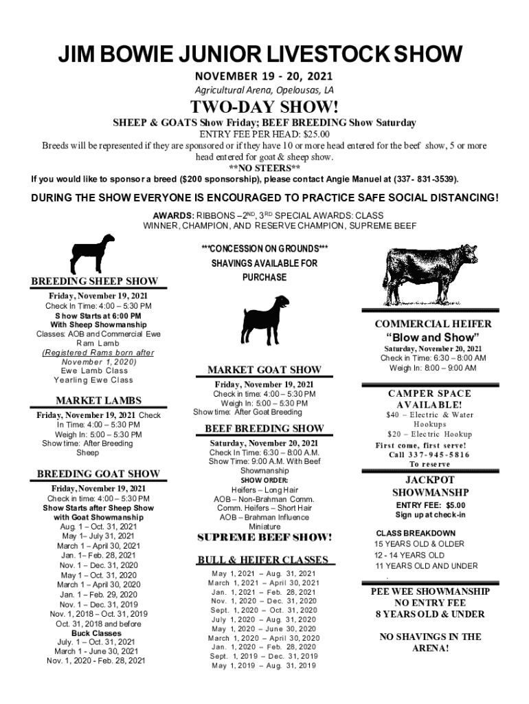Fillable Online jim bowie junior livestock show - LSU AgCenter Fax ...