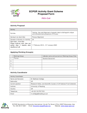 Fillable Online ECPGR Activity Grant Scheme Proposal Form - CGIAR Fax ...