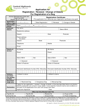 Fillable Online Application for Registration / Renewal / Change of ...