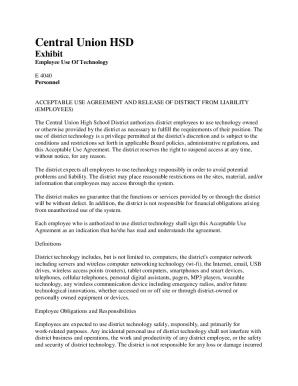 Fillable Online EMPLOYEE-TECHNOLOGY ACCEPTABLE USE AGREEMENT Fax Email ...