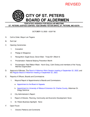 Fillable Online CITY OF ST. PETERS BOARD OF ALDERMEN - PDF Free ...
