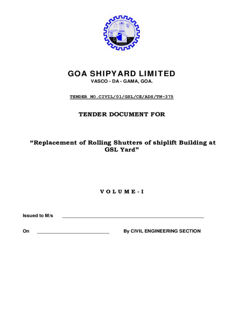 Fillable Online Replacement of Rolling Shutters of shiplift Building at ...