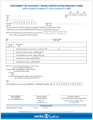 Fillable Online 23 - Statement of AccountBank Certificates Request Form ...