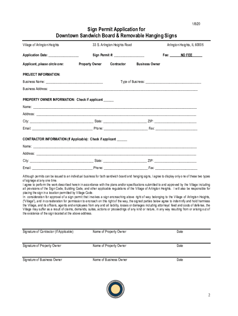 Fillable Online Fillable Online Sign Permit Application Checklist for ...