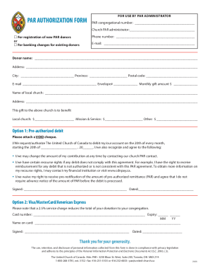 Fillable Online PAR Authorization Form - The Presbyterian Church in ...
