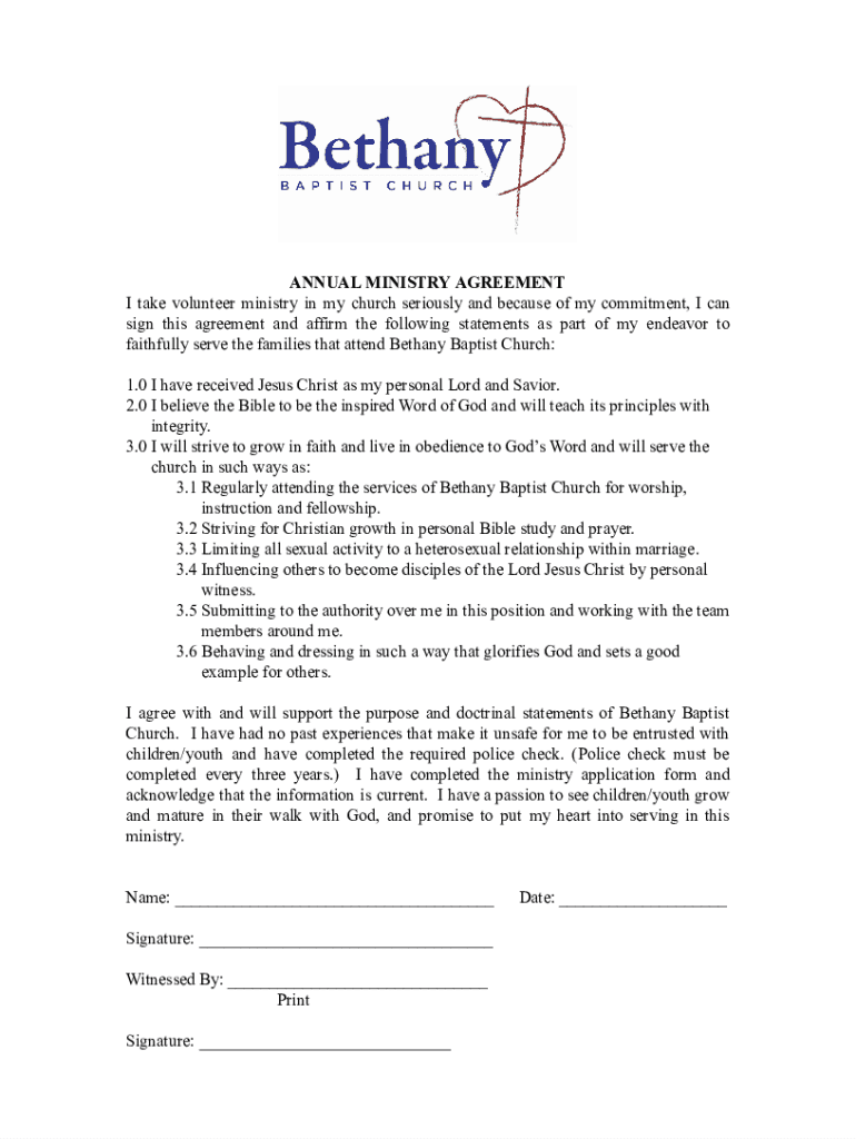 Fillable Online Church Board Member Annual Affirmation Statement - ECFA ...