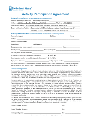 Fillable Online Activity Participation Agreement - cloudfront.net Fax ...