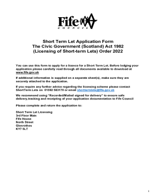 Fillable Online Short-term Let application form Fax Email Print - pdfFiller