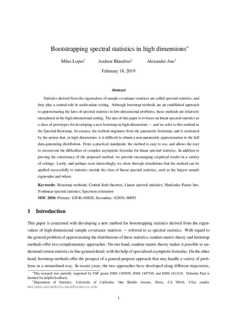 Fillable Online The Non Parametric Bootstrap And Spectral Analysis In