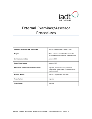 Fillable Online External examiners: international collaboration in ...