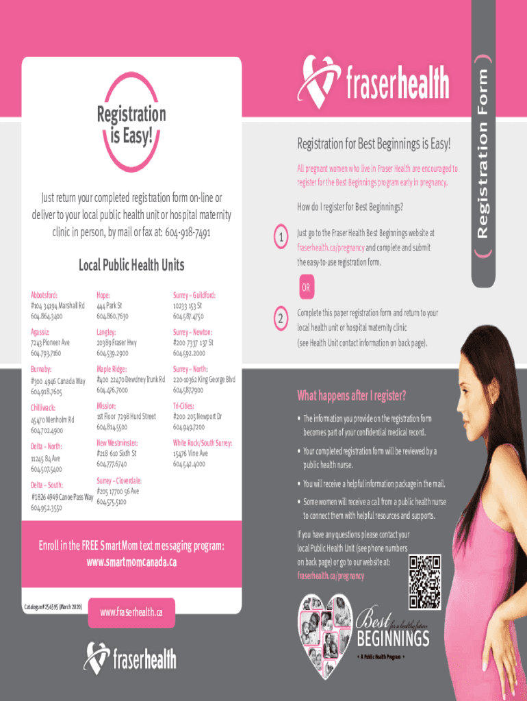 Fillable Online Fraser HealthBest Beginnings Prenatal Registration Form Fax Email Print - pdfFiller