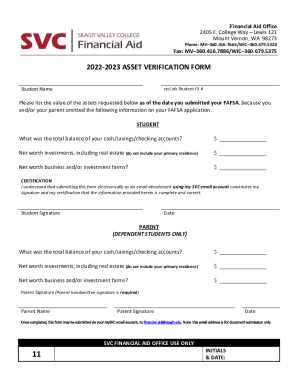 Fillable Online Asset Verification Form 22-23 Fax Email Print - pdfFiller