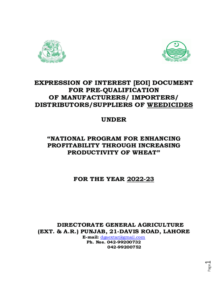 Fillable Online expression of interest eoi document for pre-qualification of ... Fax Email Print ...