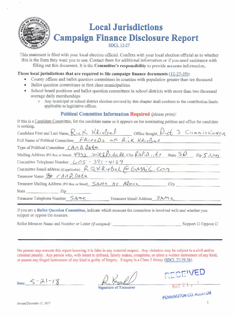 Fillable Online 2022 General Local Elections Disclosure Statements ...