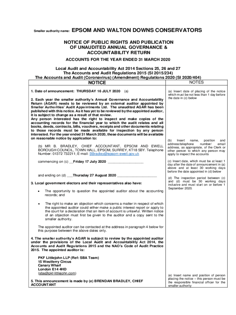 Fillable Online Smaller authority name - Epsom and Ewell Borough ...