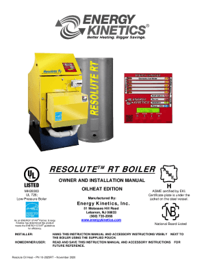 Fillable Online ENERGY KINETICS Resolute Boiler Installation & Service ...