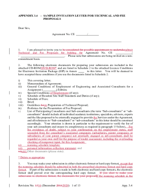 Fillable Online Sample Letter for Invitation of Technical and Fee ...