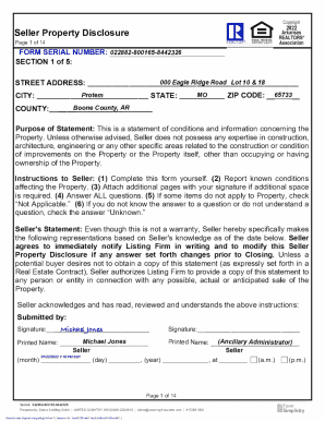 Fillable Online Arkansas Seller's Property Disclosure Form - eForms Fax ...