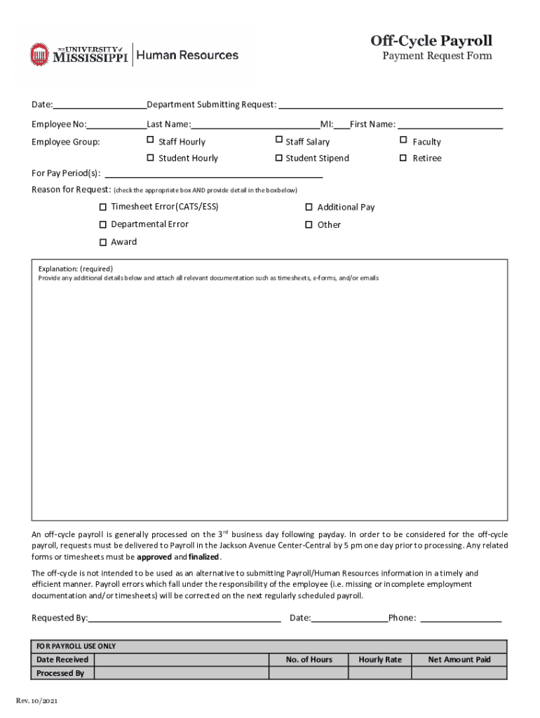 Fillable Online UM OFF-CYCLE REQUEST FORM Fax Email Print - pdfFiller