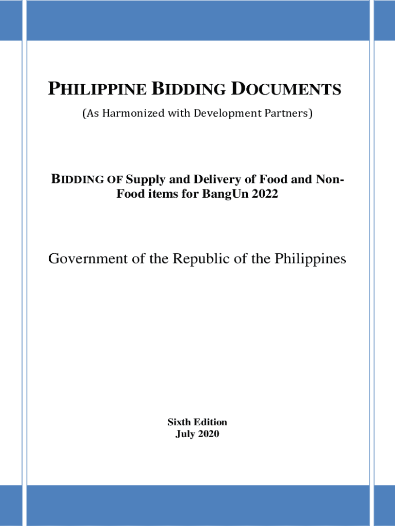 Fillable Online BIDDING OF Supply and Delivery of Food and NonFood items for BangUn 2022 Fax ...