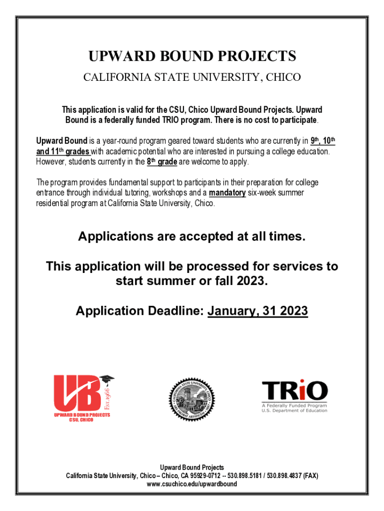 Fillable Online 20-21 Upward Bound Application(english) - Chico State ...
