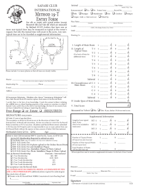 Fillable Online Method 19-T Entry Form - Safari Club International Fax ...
