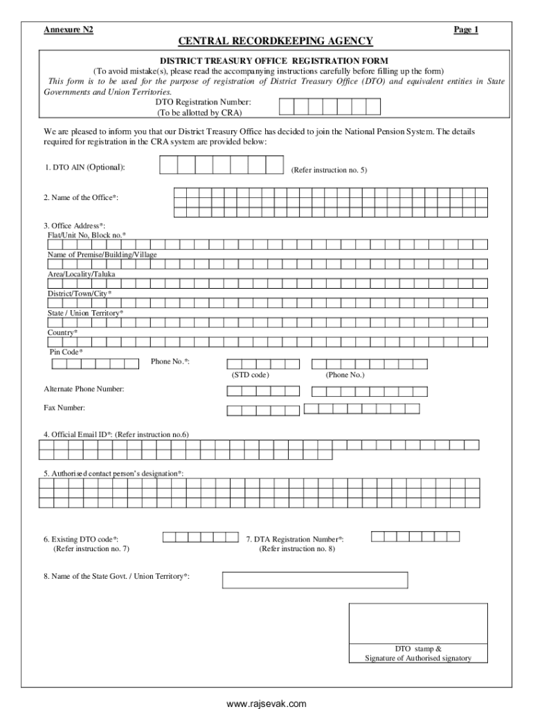 Fillable Online Pfrda Dto Registration Annexure N2 Form - Fill and Sign ...