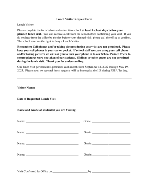 Fillable Online Lunch Visitor Request Form Fax Email Print - pdfFiller