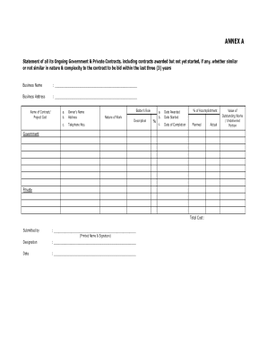 Fillable Online Annex A - Statement of Ongoing Contracts Fax Email Print - pdfFiller