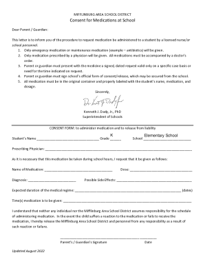 Fillable Online Medication Administration Consent Form Physician Name ...