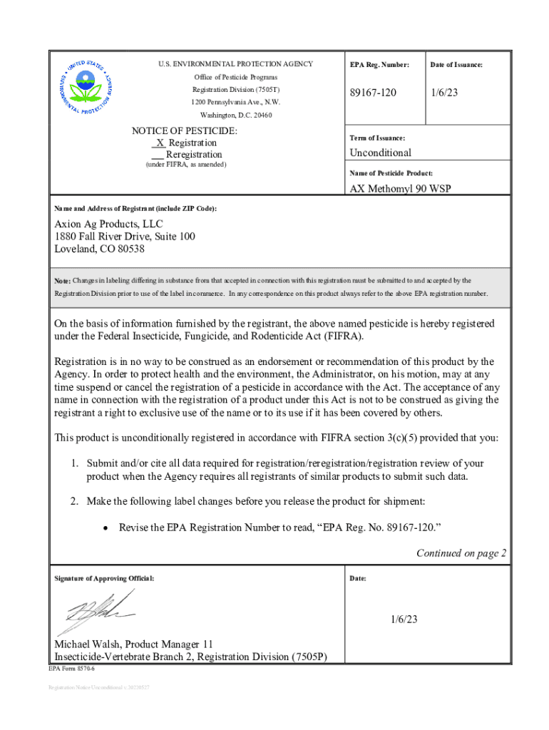 Fillable Online US EPA, Pesticide Product Label, AX METHOMYL 90 WSP,01 ...