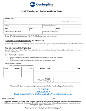 Fillable Online HW Sanitation Kit Order Form Fax Email Print - pdfFiller