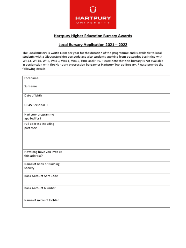Fillable Online Hartpury CollegeBursaries, scholarships and grants. What's ... Fax Email Print ...
