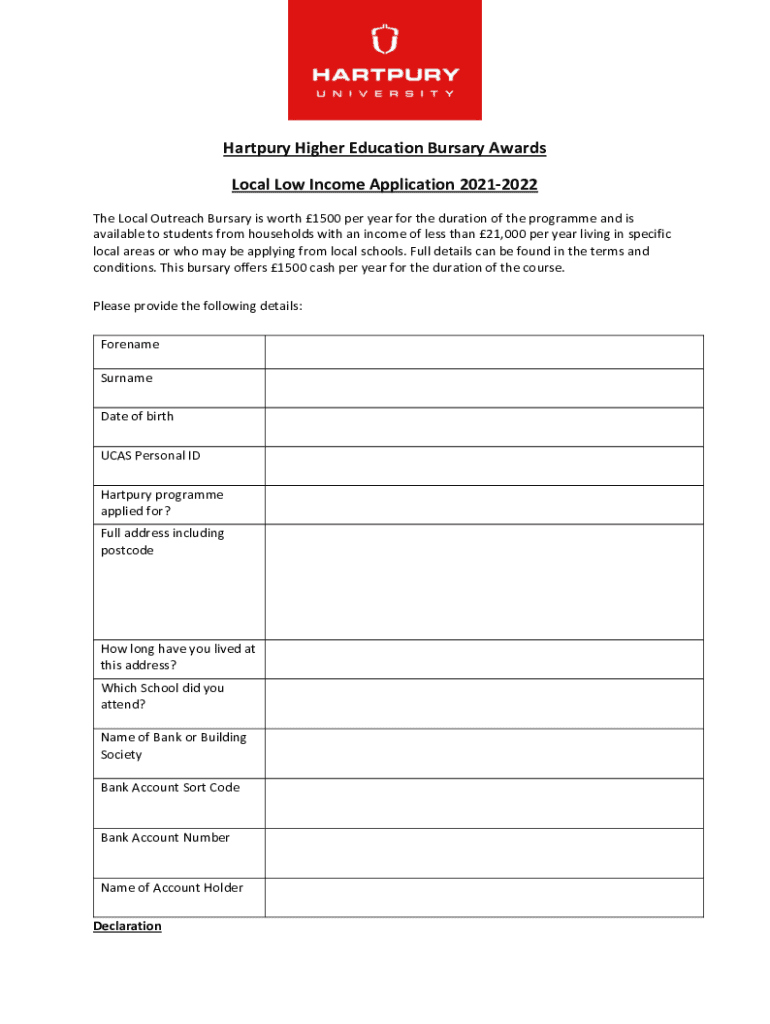 Fillable Online hartpury-university-low-income-bursary-application-form-2021 ... Fax Email Print ...