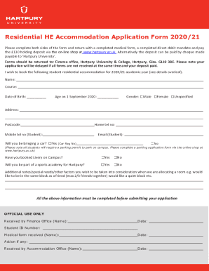 Fillable Online Residential HE Accommodation Application Form 2020/21 Fax Email Print - pdfFiller