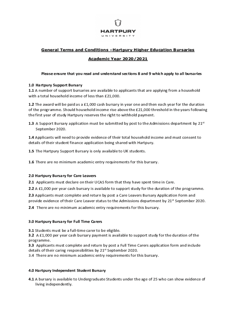 Fillable Online Hartpury College Bursaries Fax Email Print - pdfFiller