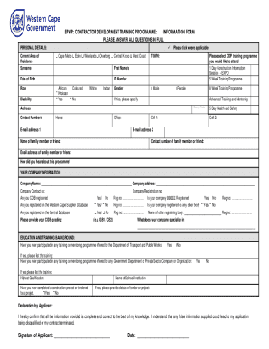 Fillable Online Expanded Public Works Programme - City of Cape Town Fax ...