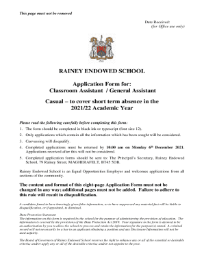 Fillable Online Classroom Assistants and other Term-time only Staff in ...