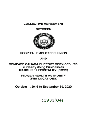 Fillable Online collective agreement - Hospital Employees' Union Fax ...