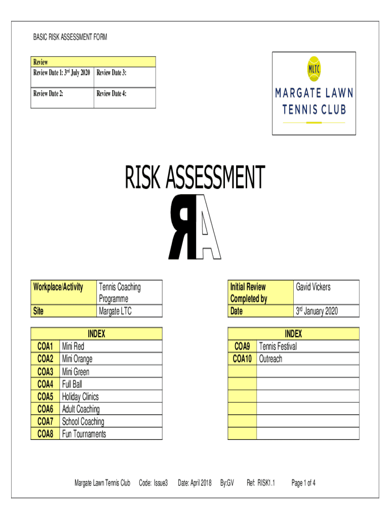 Fillable Online BASIC RISK ASSESSMENT FORM Fax Email Print - pdfFiller