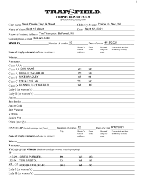 Fillable Online 1 trophy report form - Sauk Prairie Trap and Skeet Club ...