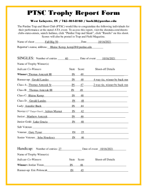 Fillable Online PTSC Trophy Report Form Fax Email Print - pdfFiller