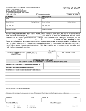 Fillable Online SMALL CLAIMS FORMS AND INFORMATION - Kitsap County Fax ...