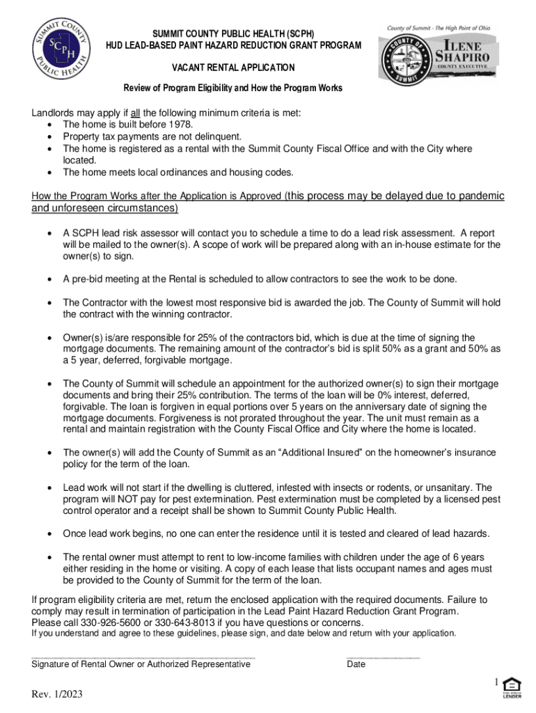 Fillable Online Summit County Public Health HUD Lead-Based Paint Hazard ...