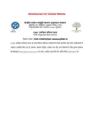 Fillable Online CSIR Integrated Skill Initiative (Official) (CsirSkill ...