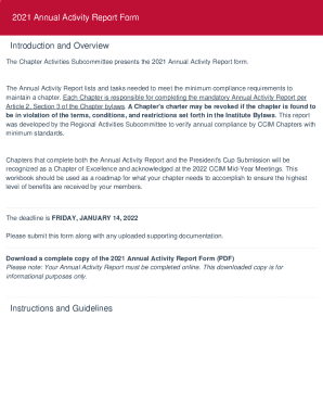 Fillable Online 2021 Annual Activity Report Form - CCIM Institute Fax ...