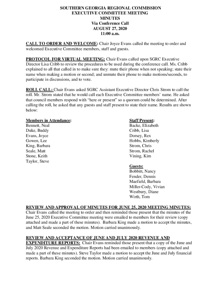Fillable Online SGRC CouncilSouthern Georgia Regional Commission Fax ...