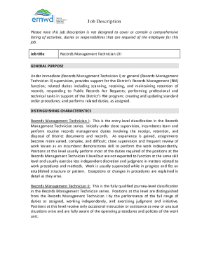Fillable Online Professional Staff Job Description Template Fax Email ...