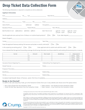Fillable Online Drop Ticket Data Collection Form Fax Email Print ...